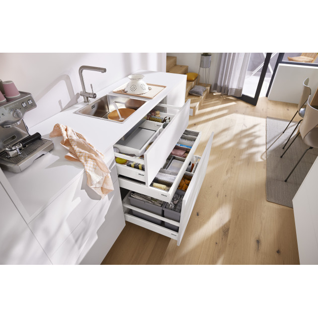 Szuflada BLUM Tandembox Antaro TIP-ON Blumotion 450 mm wysoka H-199 Biała 65kg