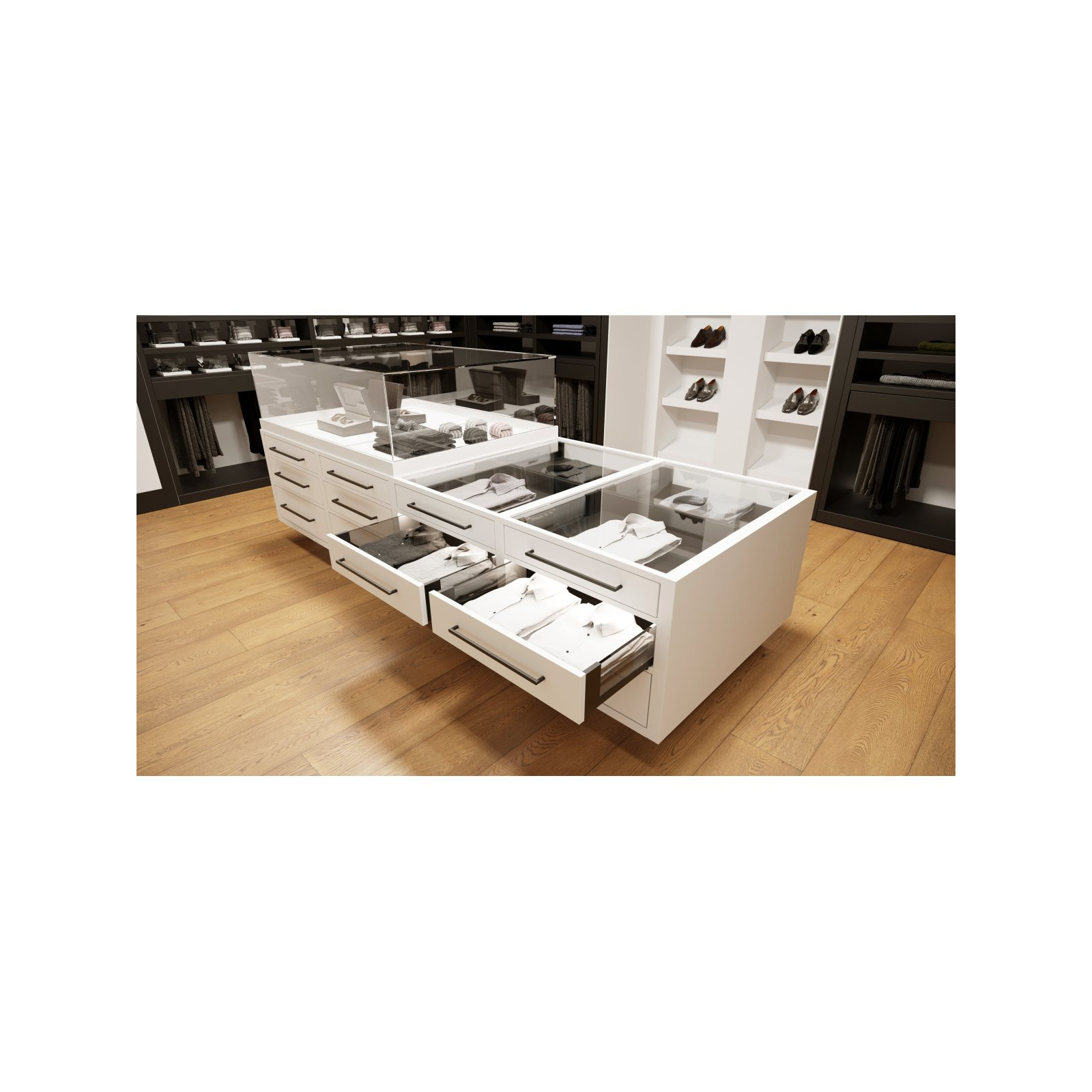 Szuflada GTV AXIS PRO GLASS 450 mm wysoka H-167 bok ze szkłem cichy ...