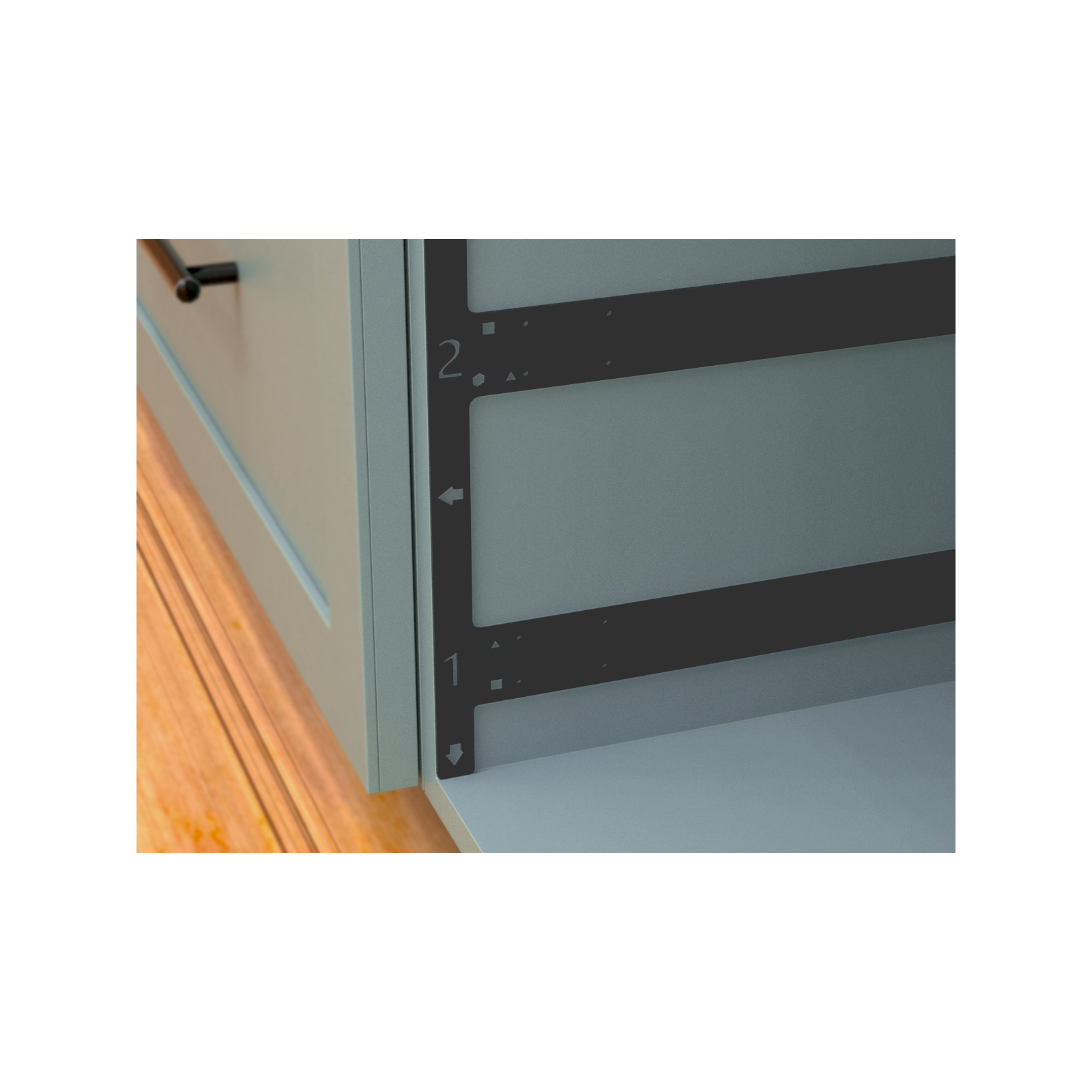 Szablon do montażu szuflad REJS Ultra Box i prowadnic Comfort Slide 3D