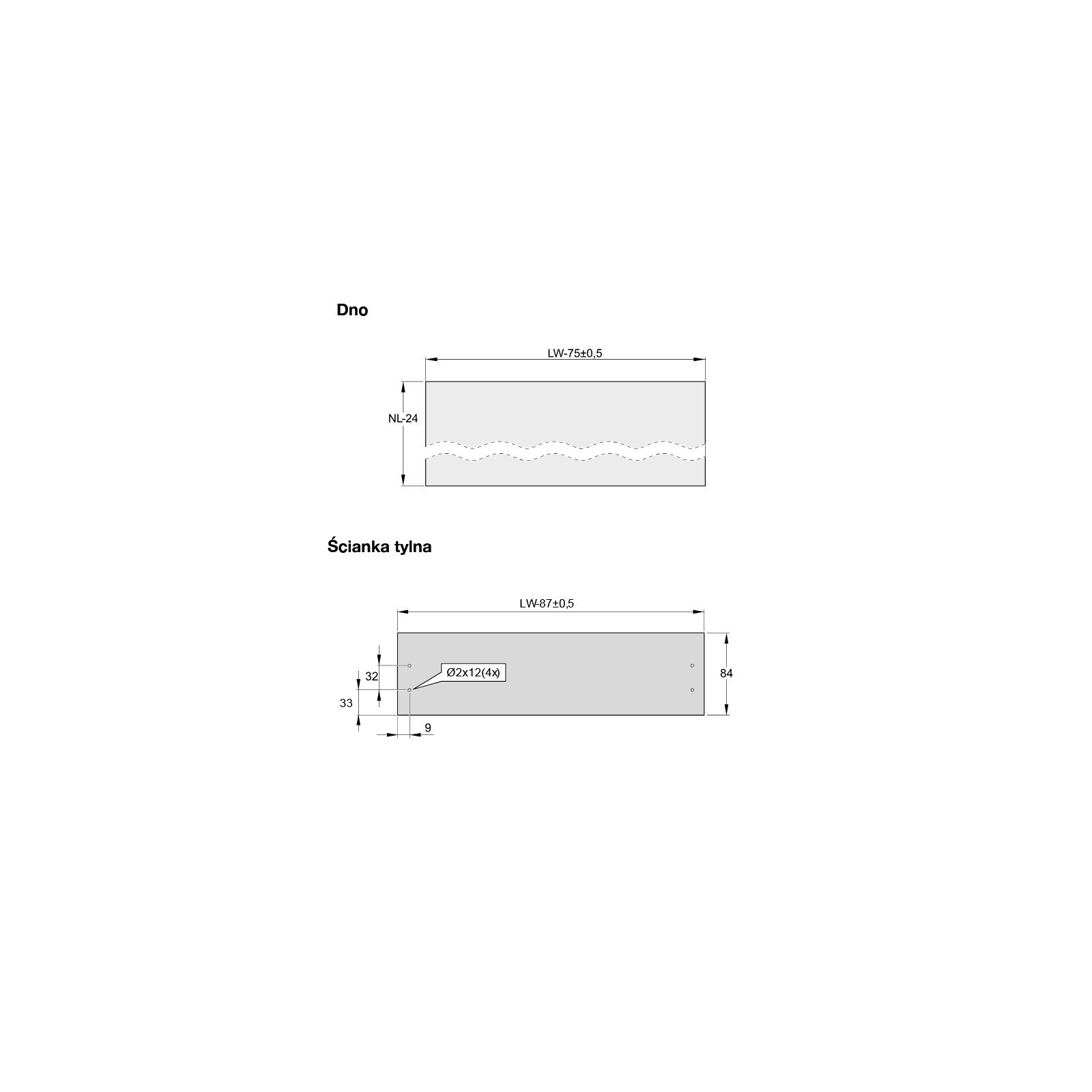 Szuflada HAFELE MATRIX S SLIM 450 mm niska H84 szara 35kg