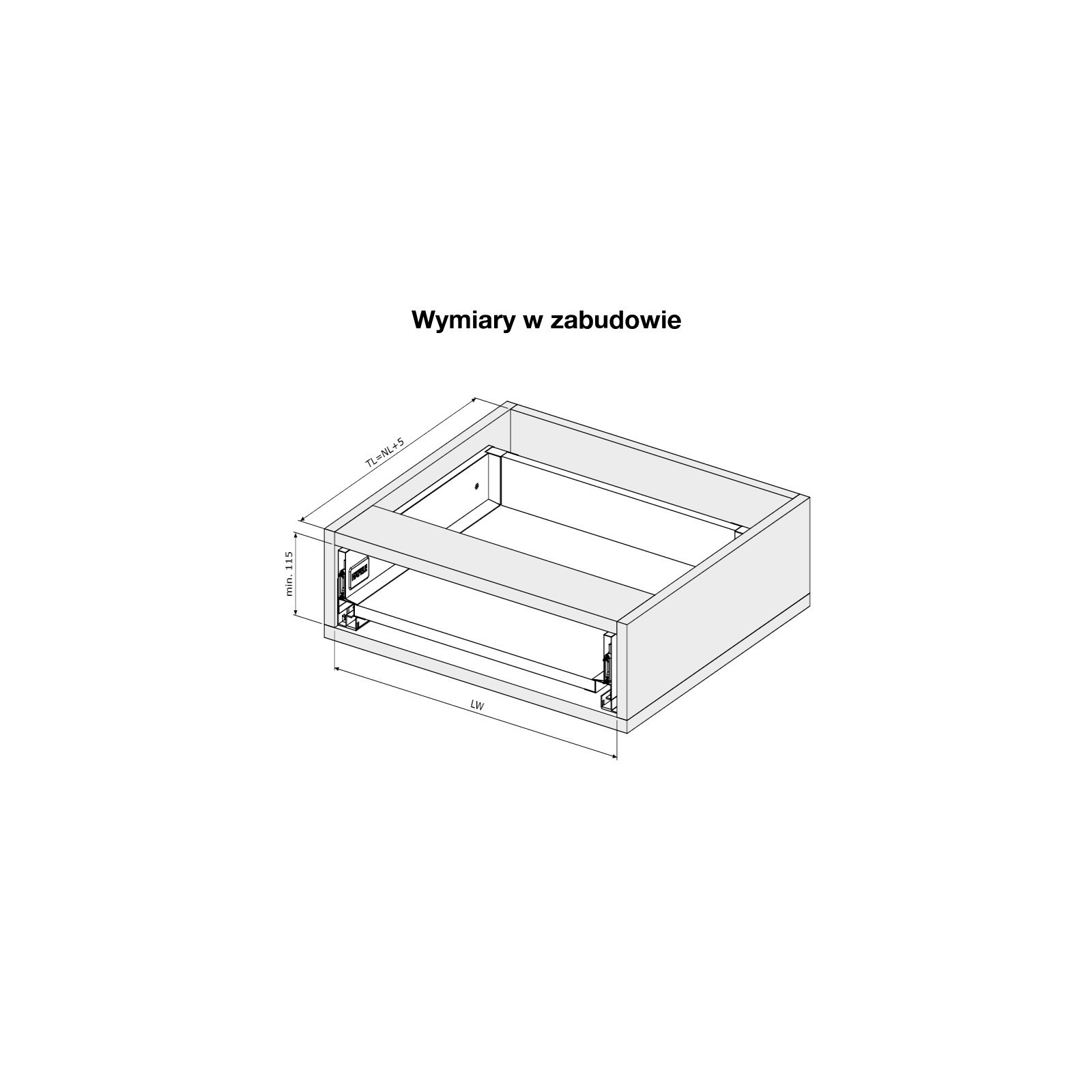 Szuflada HAFELE MATRIX S SLIM 450 mm niska H84 szara 35kg